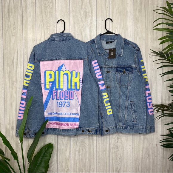 Pink Floyd | Jackets & Coats | New Pink Floyd Denim Jacket Dark Side Of ...